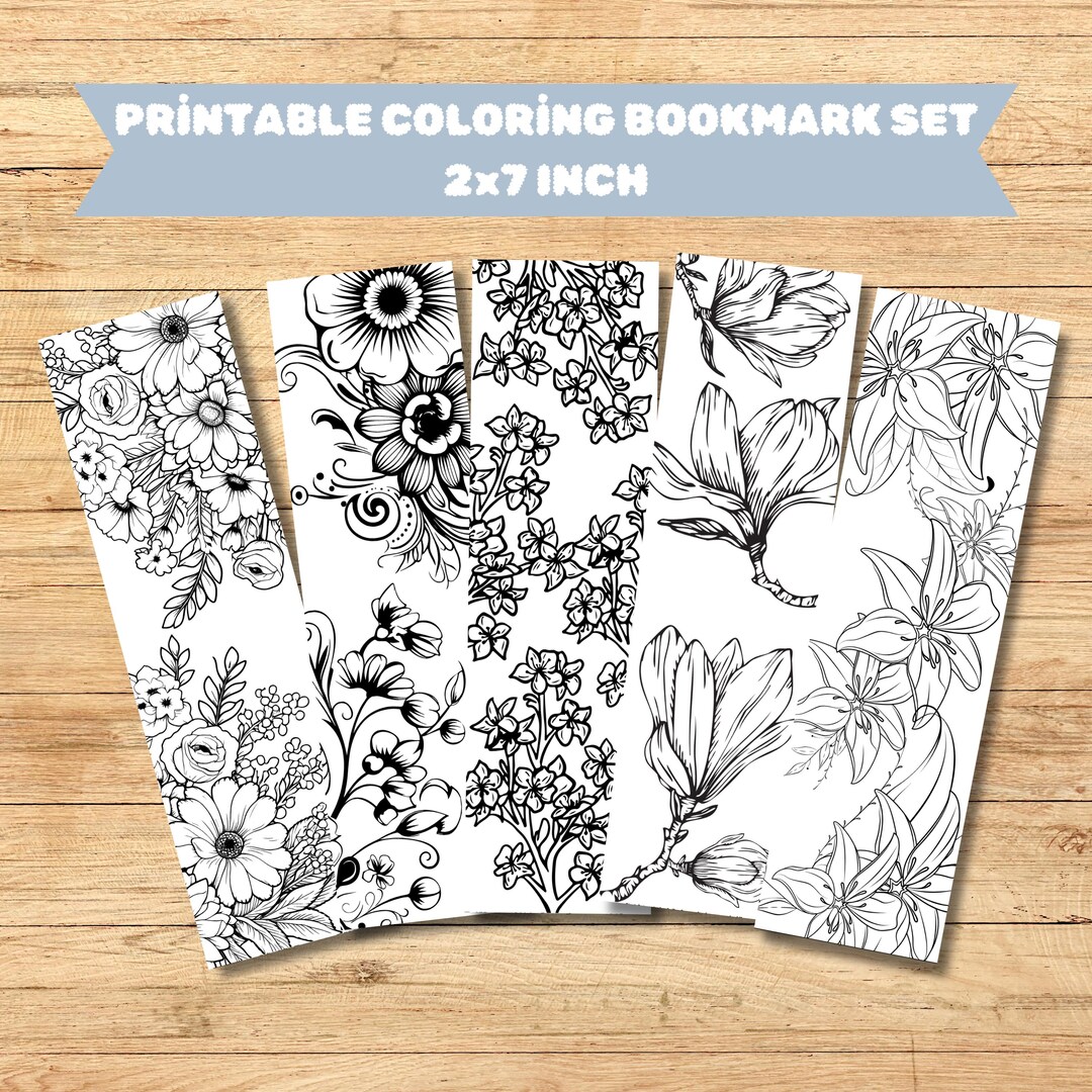 Floral Coloring Bookmarks Print: Relaxing Flower Designs (PDF/JPG) - Etsy