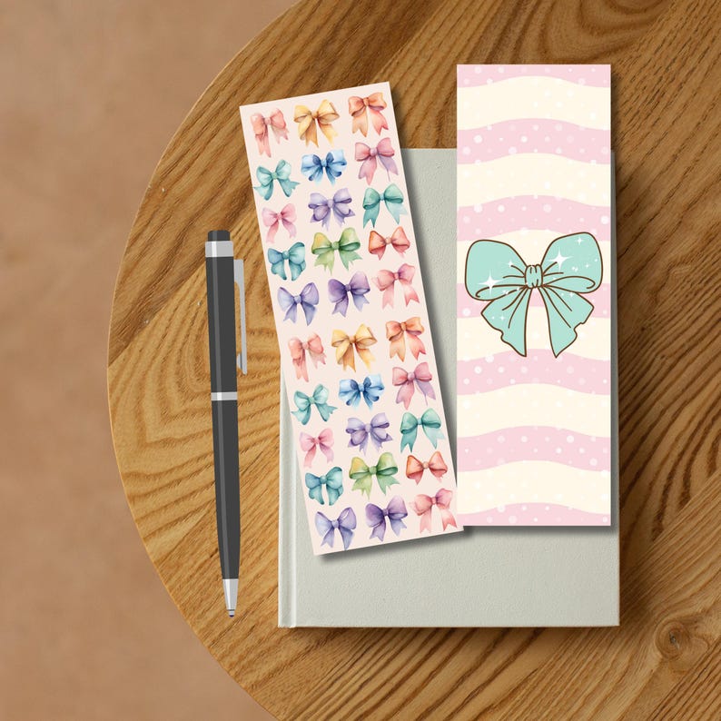 Coquette Bow Printable Bookmark Set of 5, Soft Girl Era, Book Lover ...