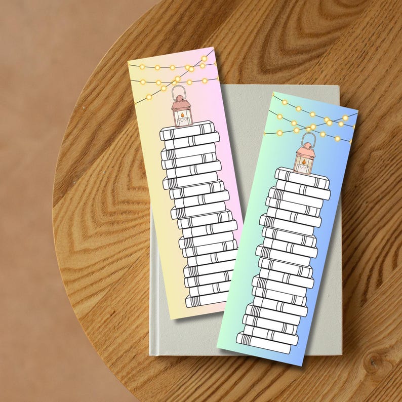 Printable Book Tracker Bookmark, Book Stack Coloring for Booklover ...