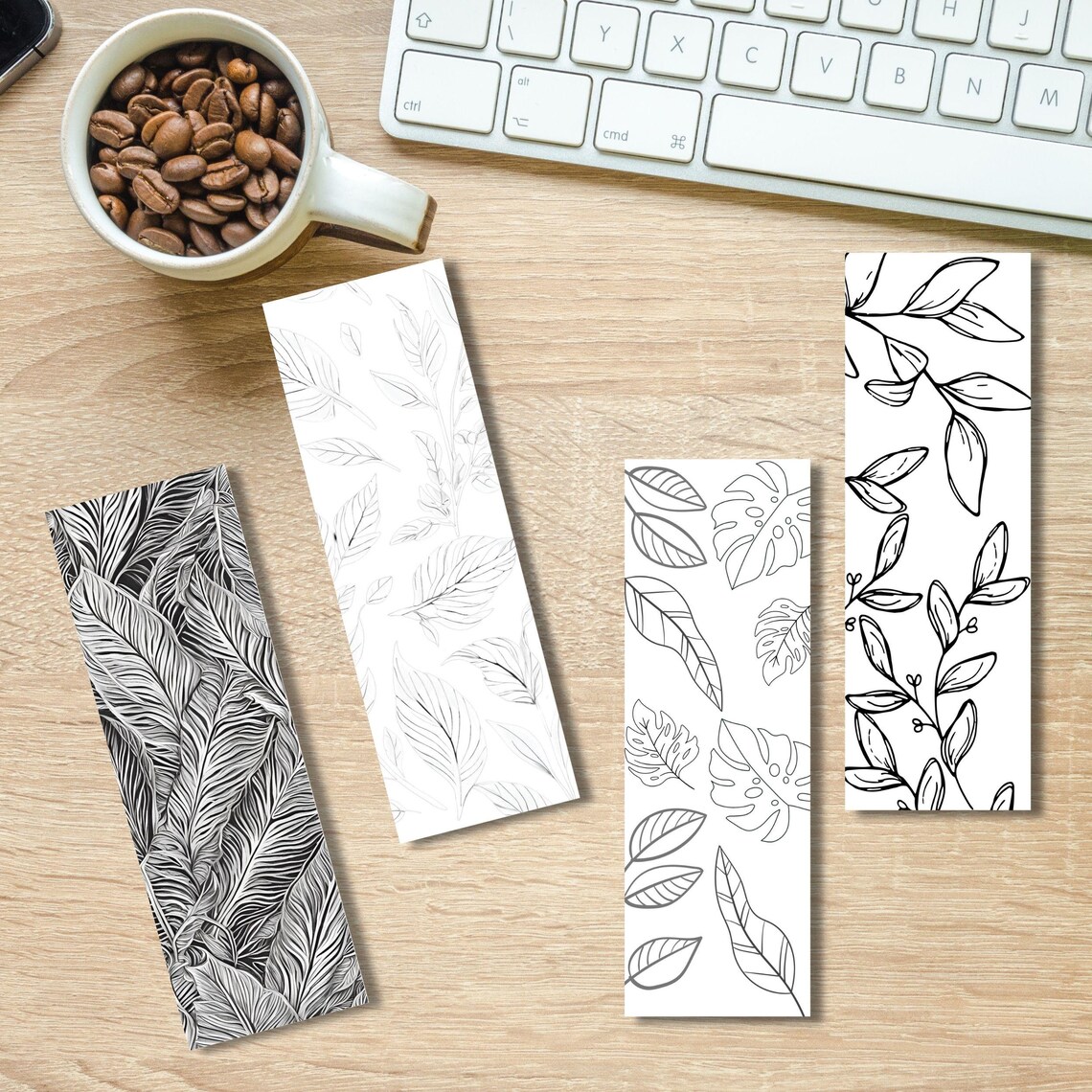 Botanical Coloring Bookmarks: Printable Adult Book Markers (set of 10 ...