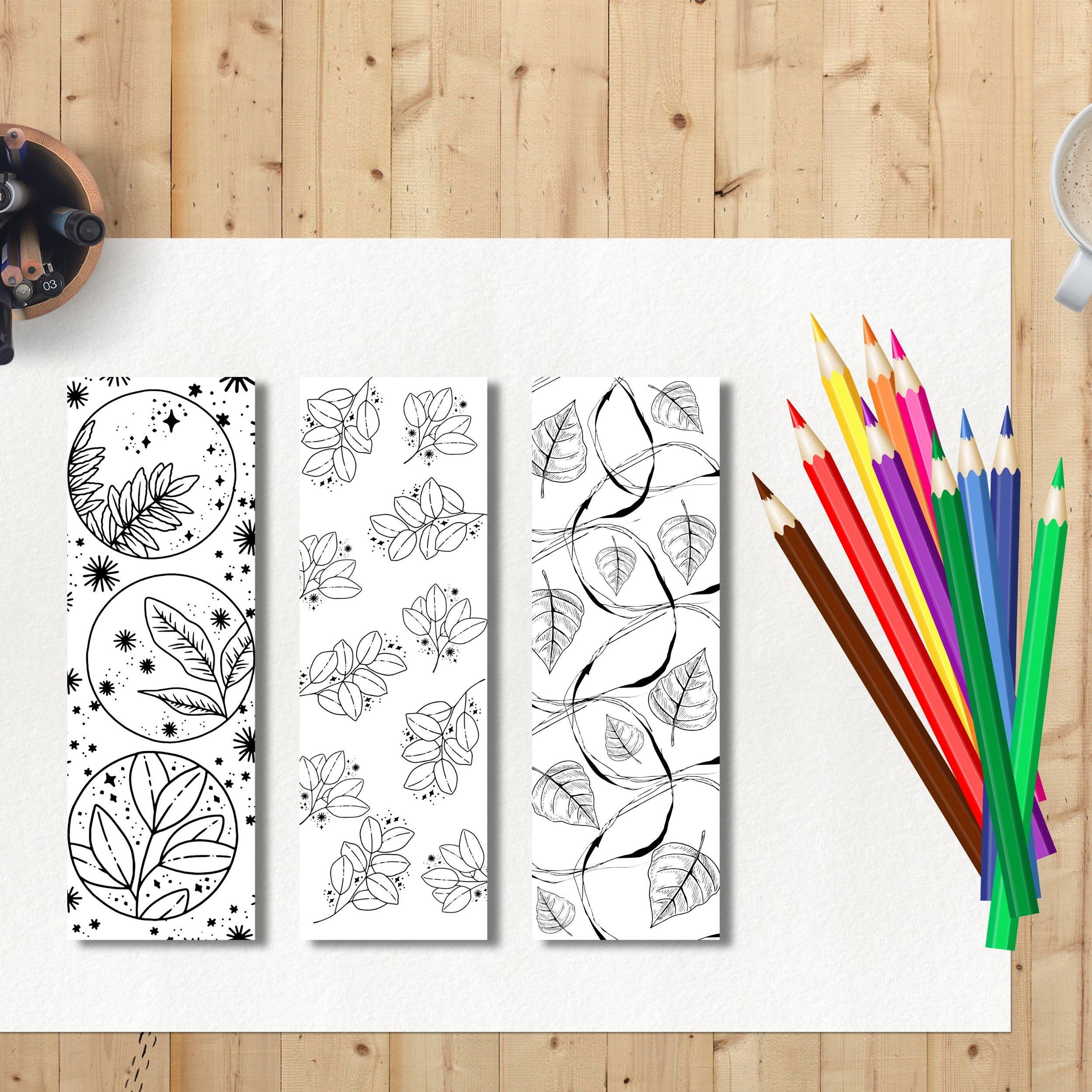 Botanical Coloring Bookmarks Print, Set of 10 Printable Bookmarks ...