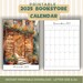 Watercolor Bookstore Print 2025 Wall Calendar, Bookshop Monthly Planner ...
