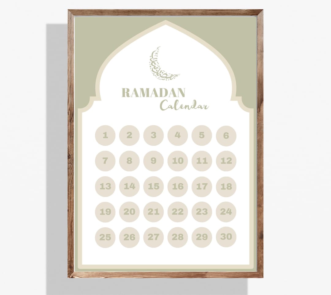 Green Ramadan Calendar Printable, Eid Countdown Tracker (digital ...