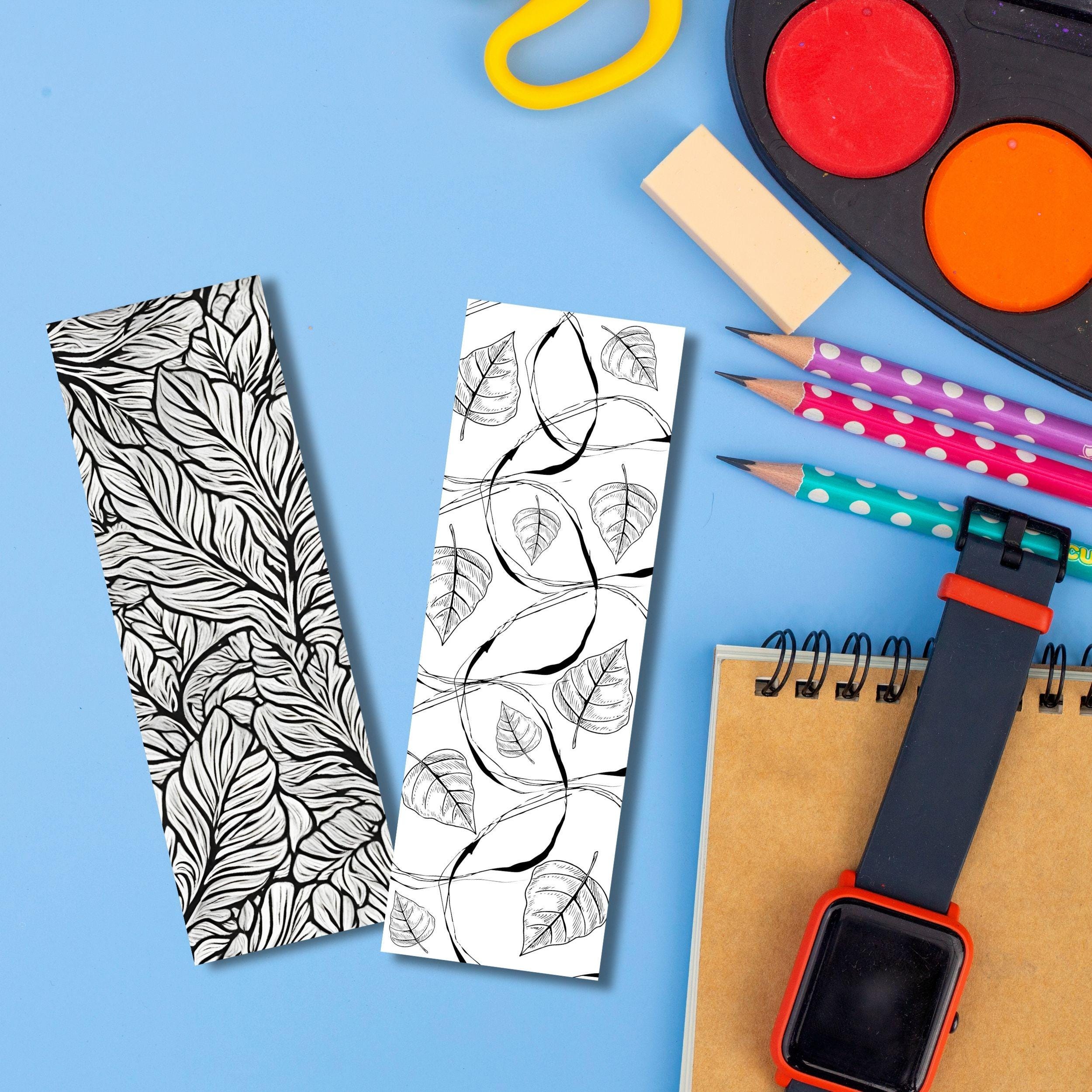 Botanical Coloring Bookmarks Print, Set of 10 Printable Bookmarks ...