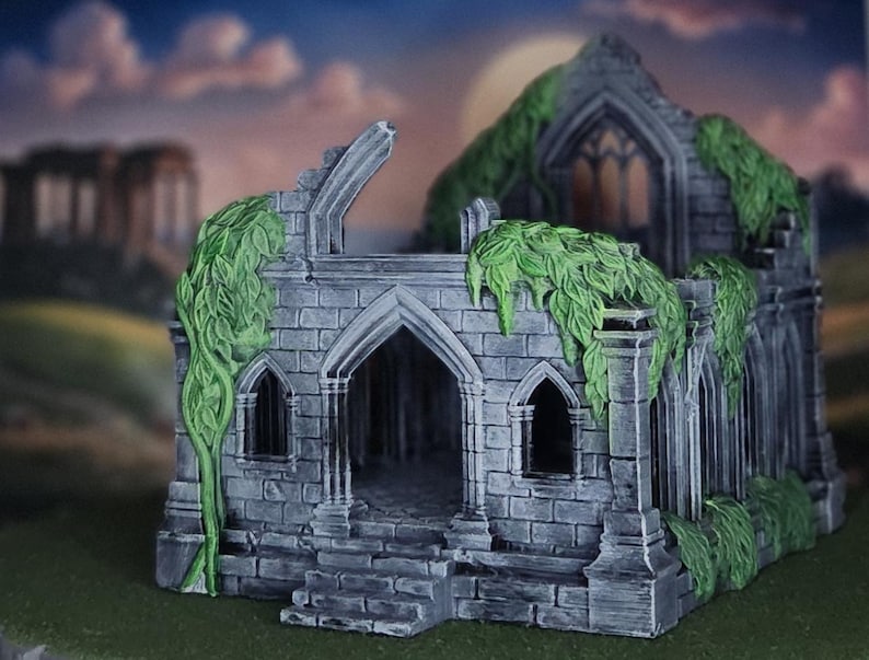 3D Printed Ruined Church: Gothic Fantasy Tabletop Terrain - Etsy
