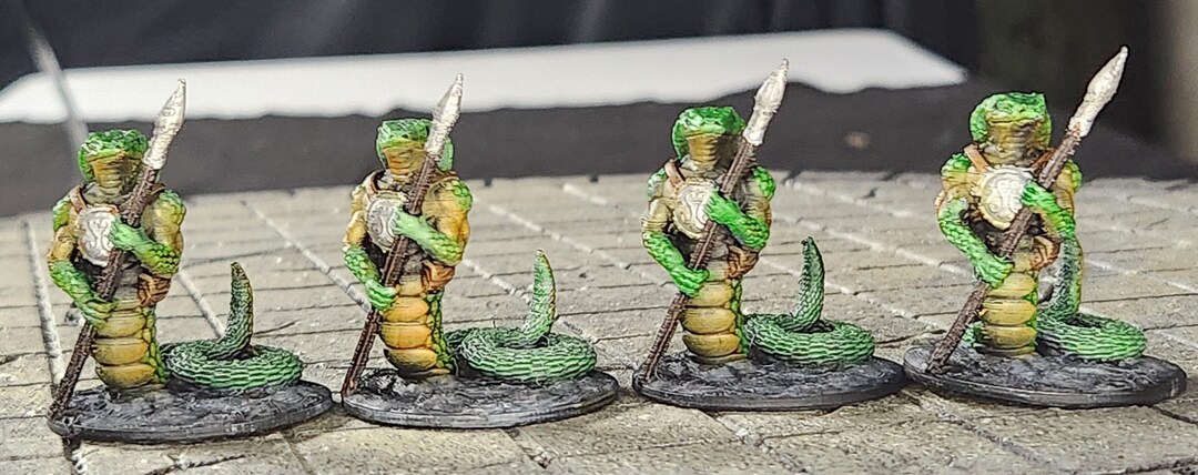Ten 10 3D Printed and Painted Snakemen Miniatures for D&D - Etsy