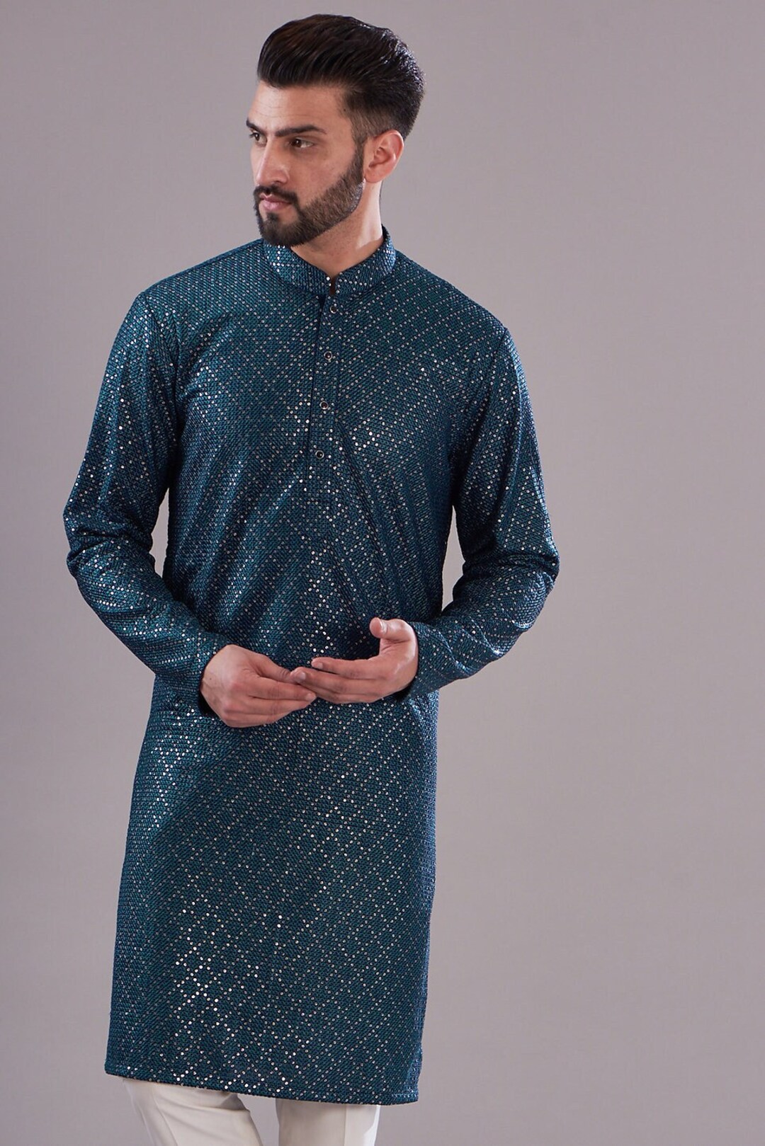 Custom Fit Mens Raw Silk Embroidery Wedding Wear Kurta Pajama Set - Etsy