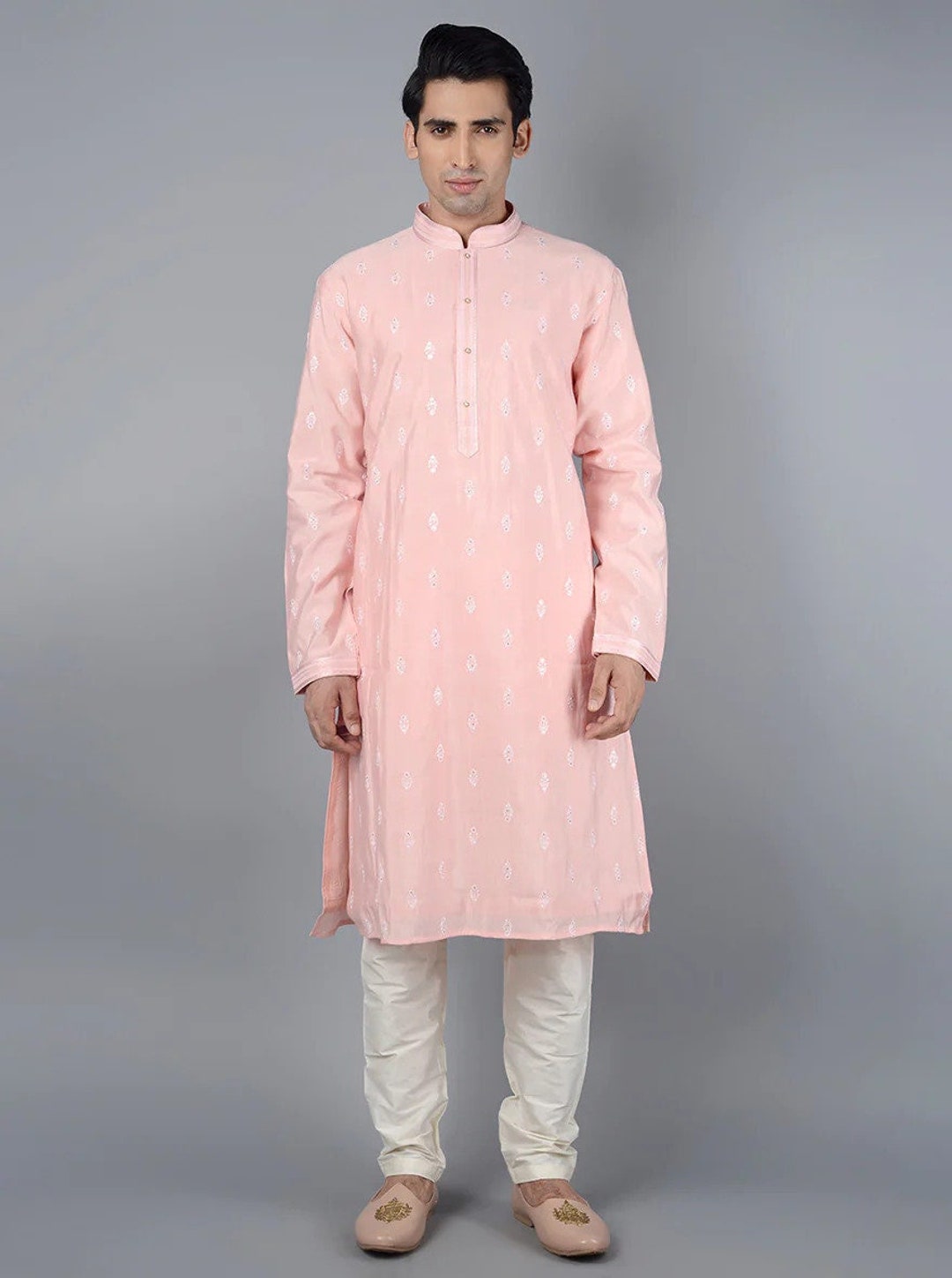 PURVAZ Custom Fit Raw Silk Embroidery Wedding Wear Mens Kurta Pajama ...