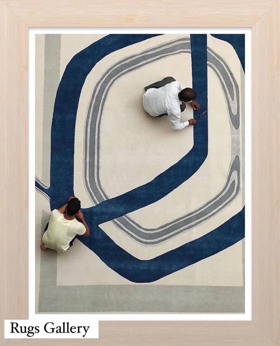 Blue Beige Abstract Hand-tufted 100% Wool Handmade Area Rug Carpet for ...