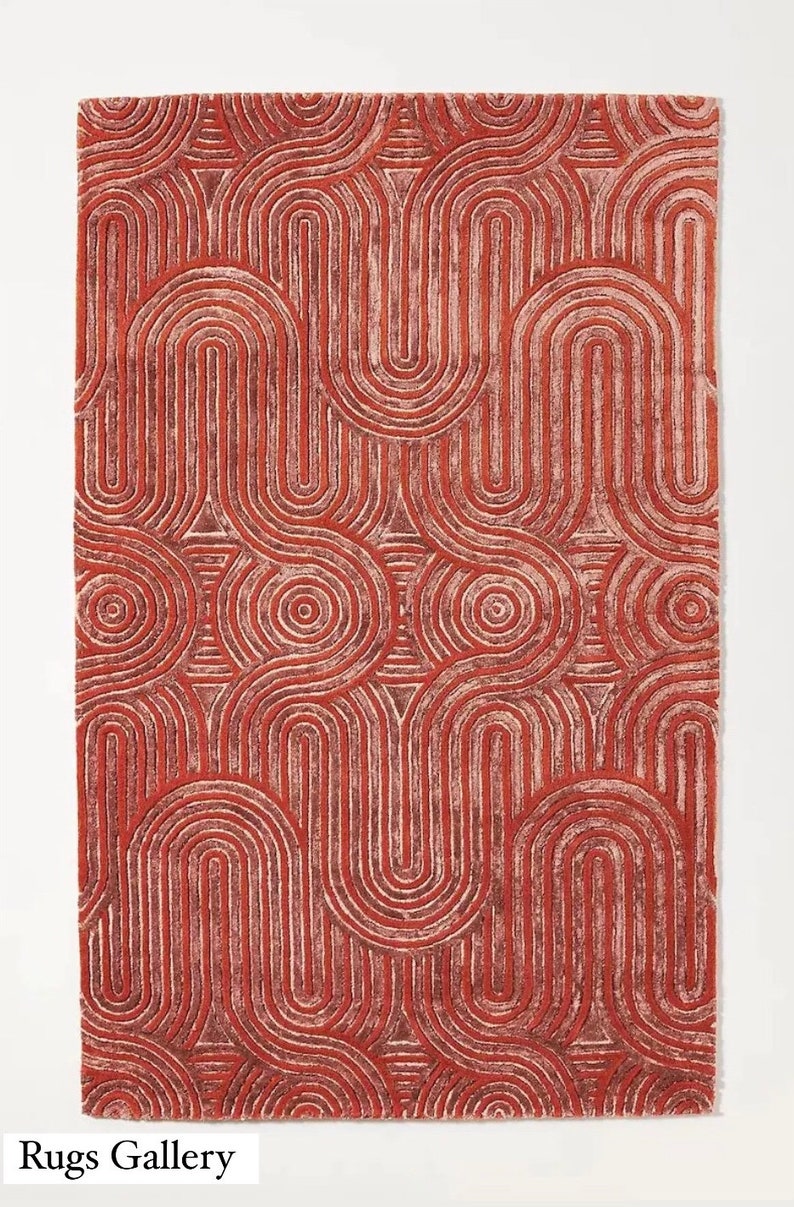 Rust Orange Red Area Rug Hand-tufted 100% Wool Handmade Area Rug Carpet ...