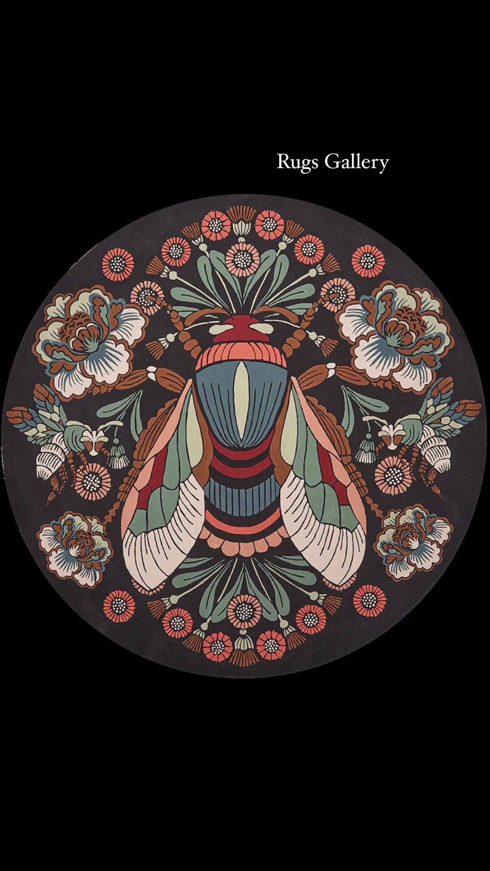 Flora and Fauna Bee Round Rug Hand-tufted 100% Wool Handmade Area Rug ...