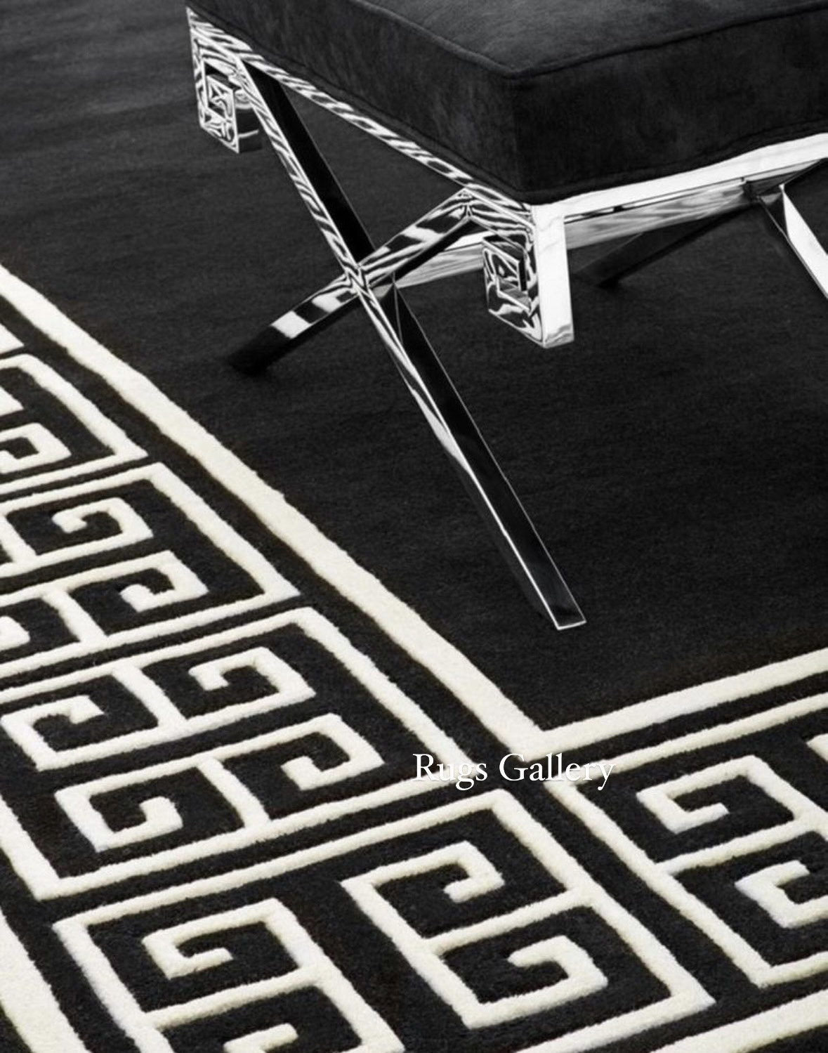 Greek Key Pattern Classic Black & Ivory Hand Tufted Rug - Etsy