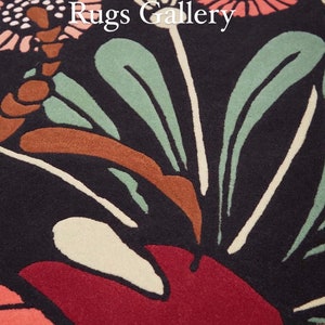 Flora and Fauna Bee Round Rug Hand-tufted 100% Wool Handmade Area Rug ...