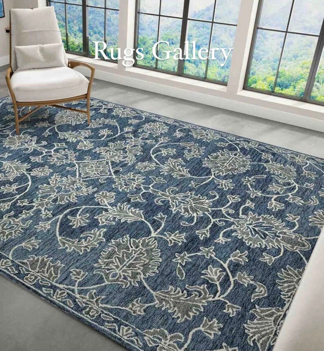 Blue Turkish Rug, Pretty Rug, Nursery Rug, Front Porch Rug, Oushak ...