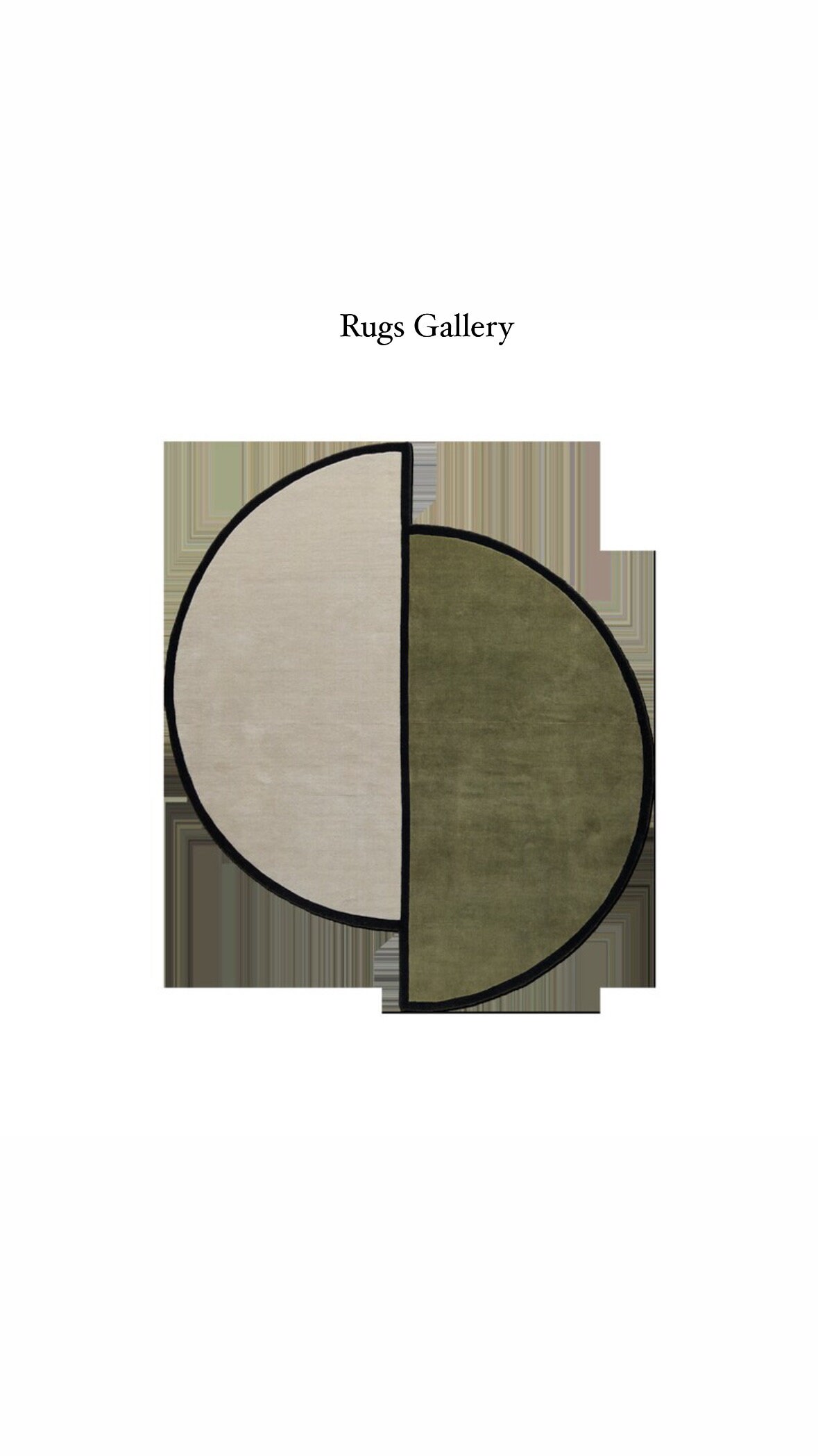 Semi Circle Unshaped Greige Black Outlined Modern Hand Tufted Designer ...