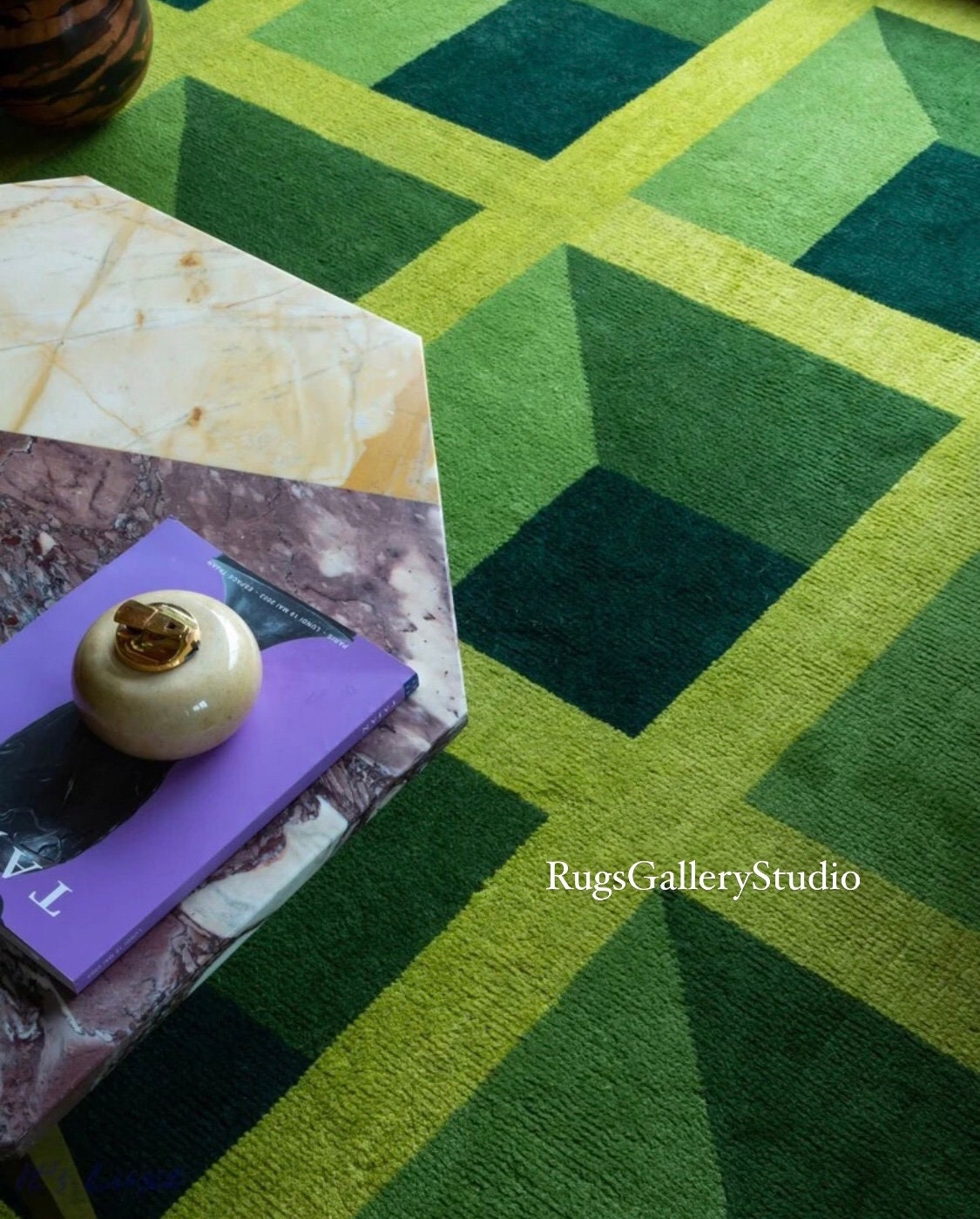 Green Square Cube Box Design Hand-tufted 100% Wool Handmade - Etsy