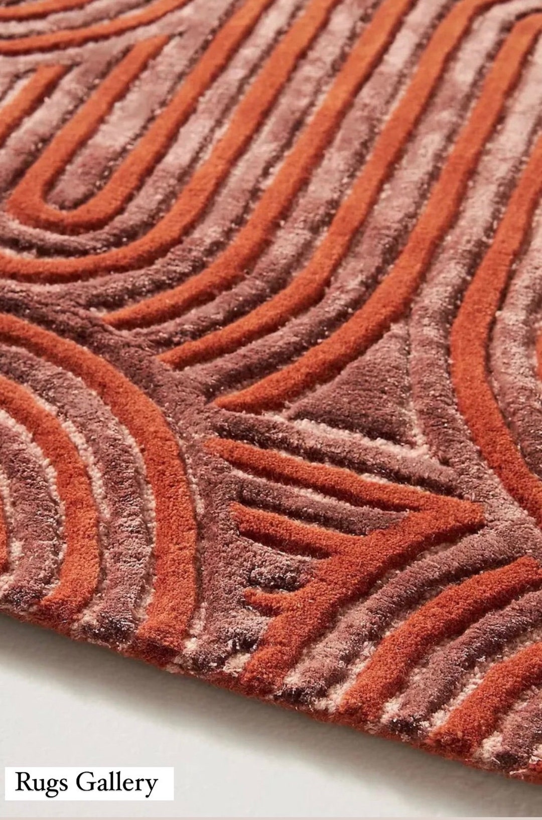 Rust Orange Red Area Rug Hand-tufted 100% Wool Handmade Area Rug Carpet ...