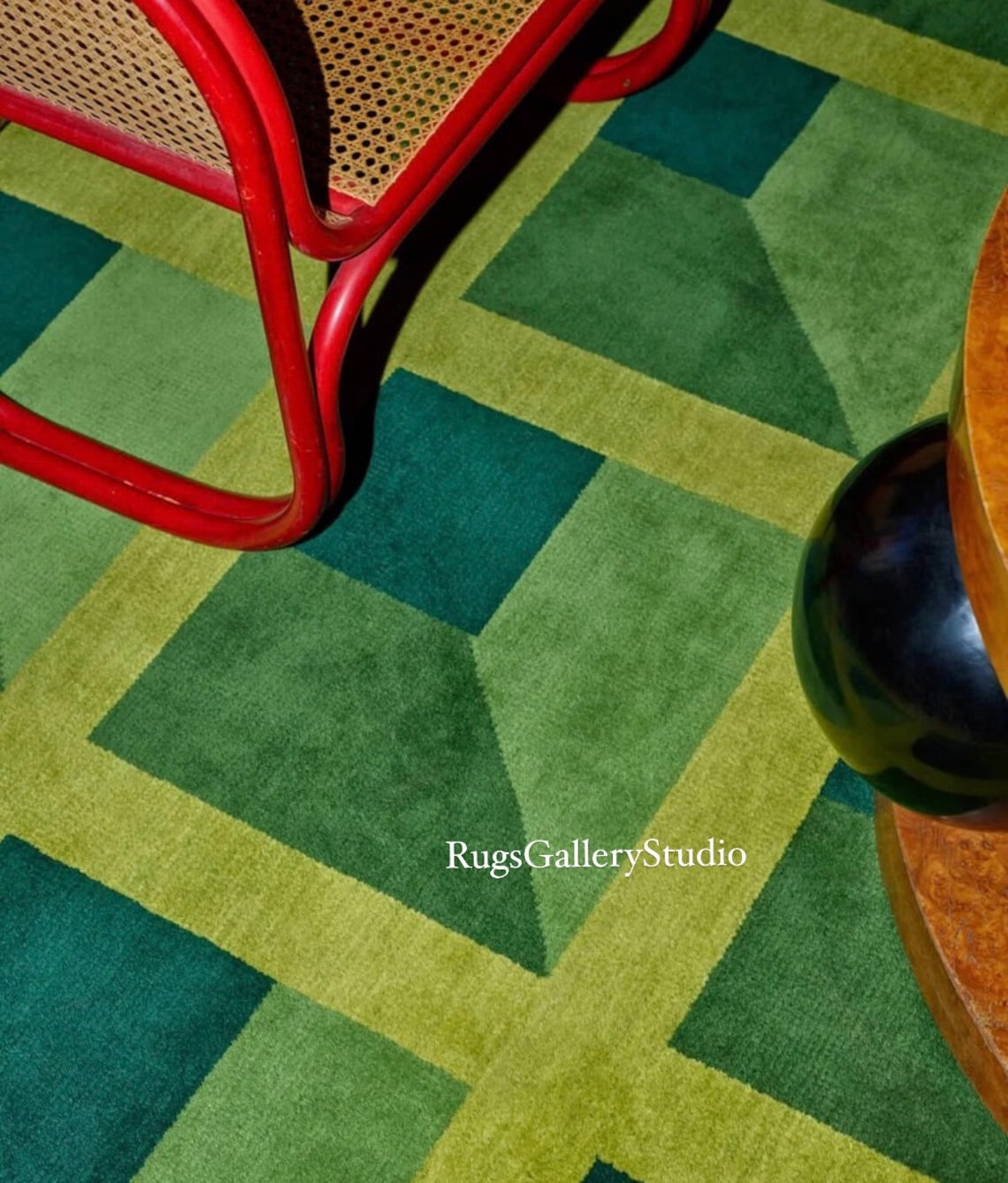 Green Square Cube Box Design Hand-tufted 100% Wool Handmade - Etsy