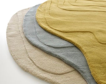 Wavy Scandinavian Hand-tufted 100% Wool Handmade Area Rug Carpet for ...