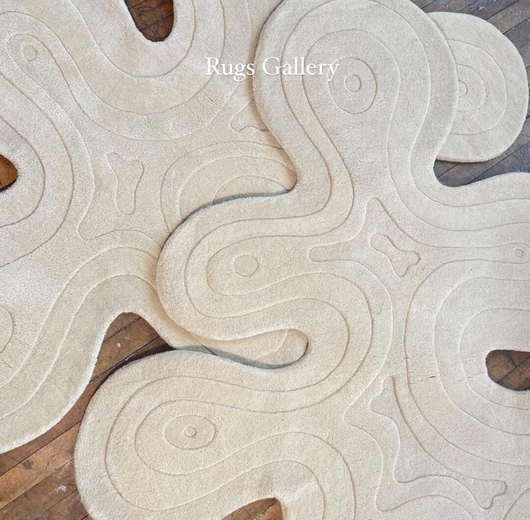 Amoeba Unshaped Hand-tufted Rug Hand-tufted 100% Wool Handmade Area Rug ...