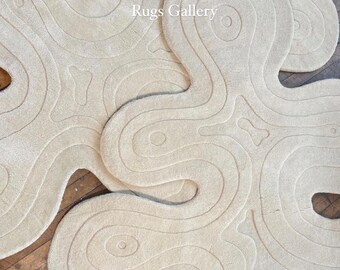 Wavy Scandinavian Hand-tufted 100% Wool Handmade Area Rug Carpet for ...