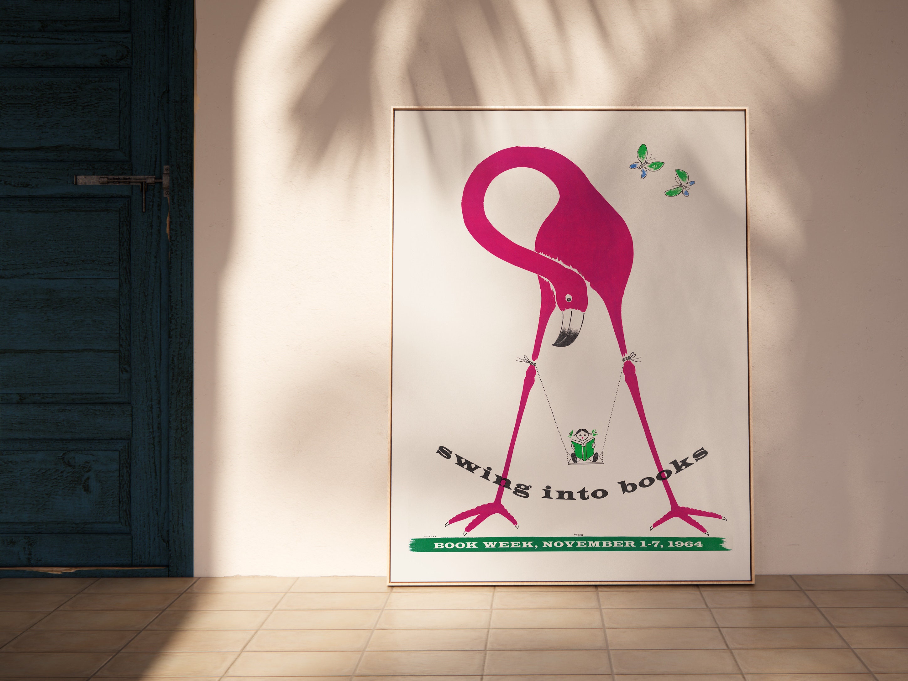 Bruno Munari Poster Swing Into Books Flamingo Giclée Wall Art Gift for ...