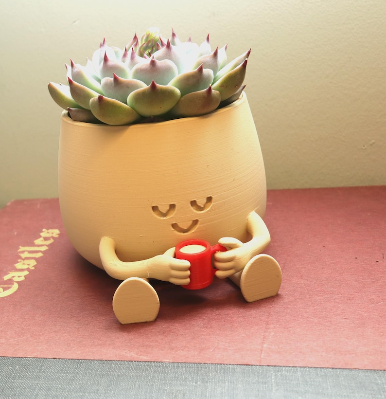 Novelty Plant, Coffee or Tea Lovers Gift - Cute Smiley Face Planter ...