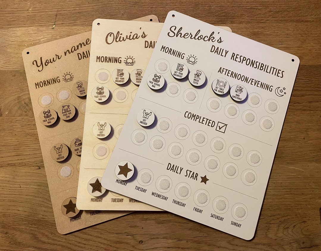 Personalised Kids Chore Chart, Daily Responsibilities, Autism and ADHD ...
