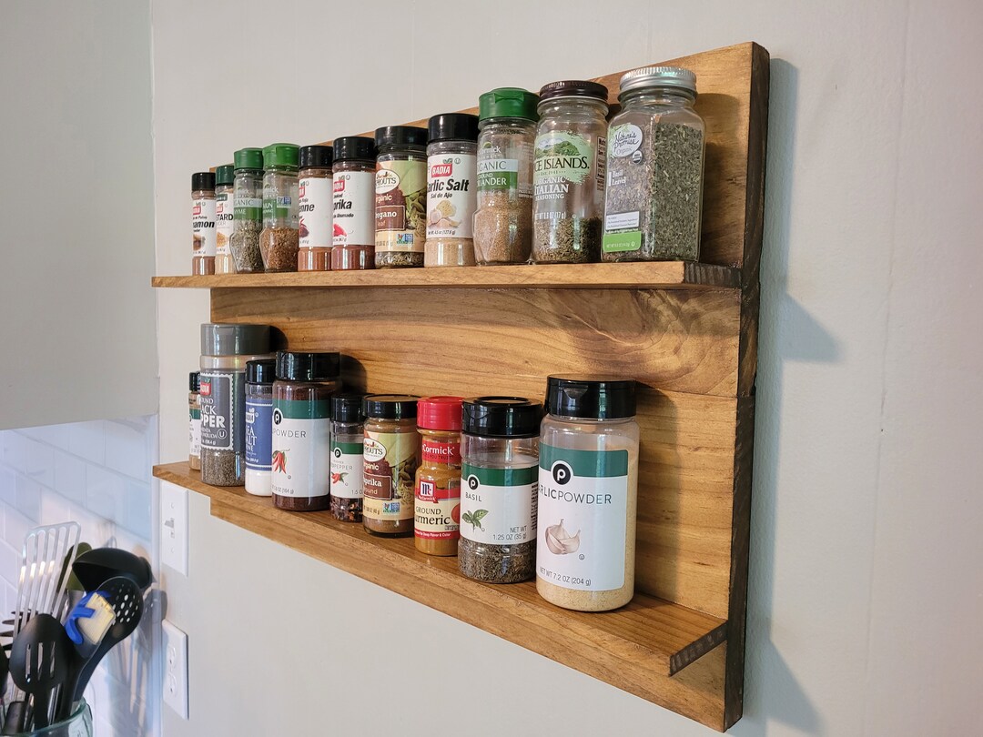Wall-mounted Wooden Spice Rack Organizer - Etsy