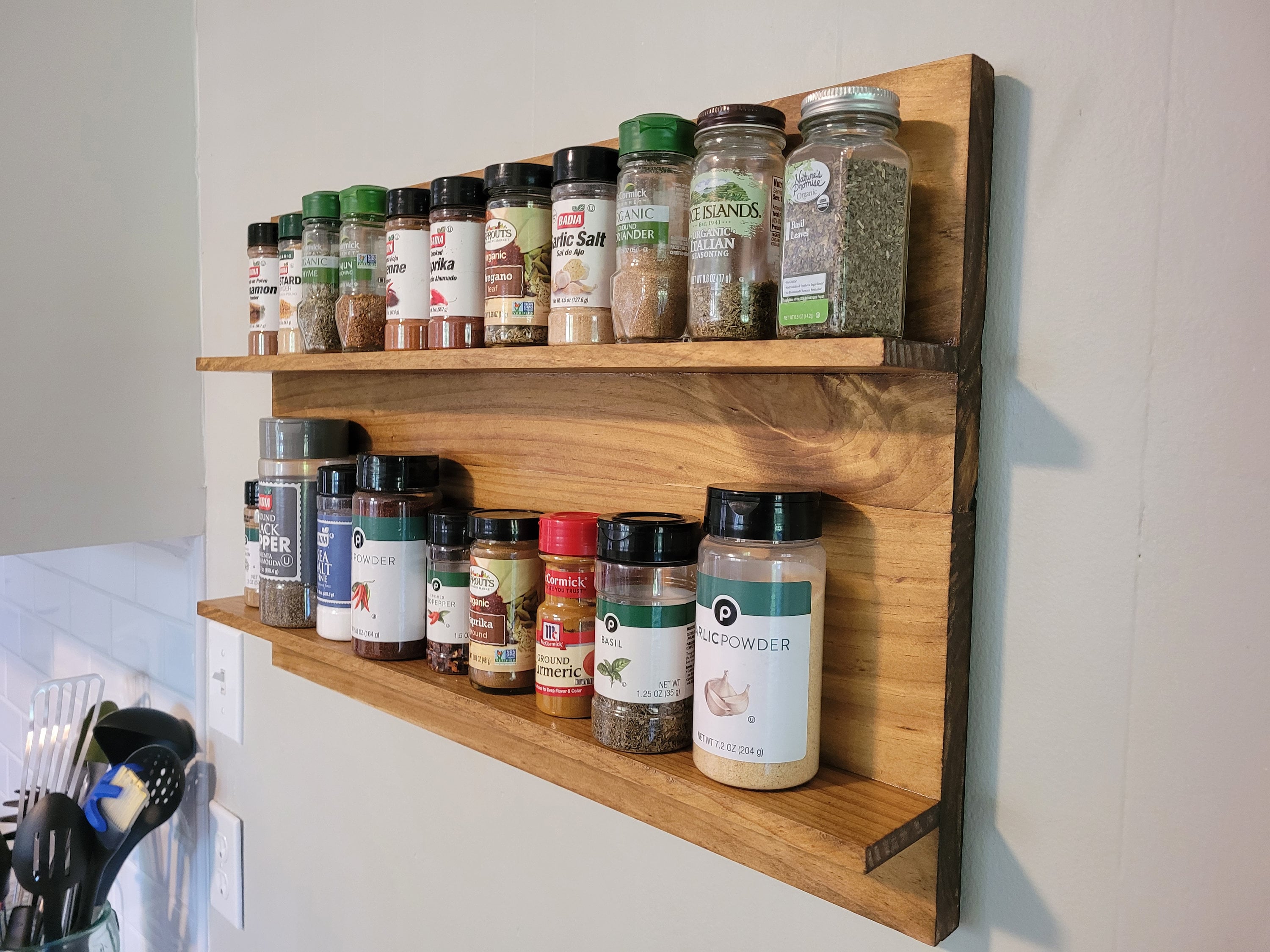 Wall-mounted Wooden Spice Rack Organizer - Etsy