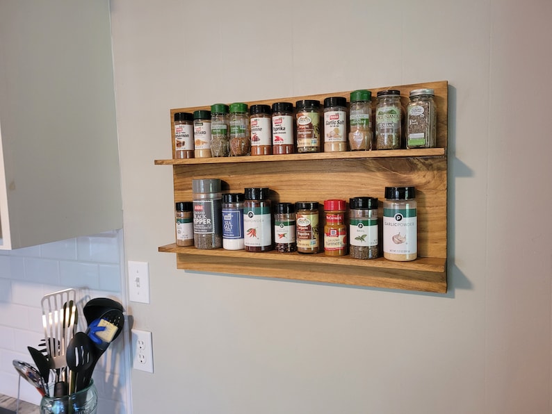 Wall-mounted Wooden Spice Rack Organizer - Etsy