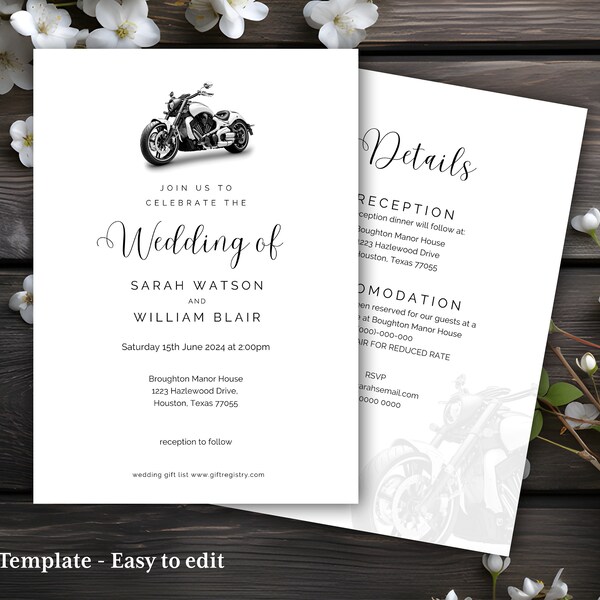 Motorcycle Wedding Invitations - Etsy