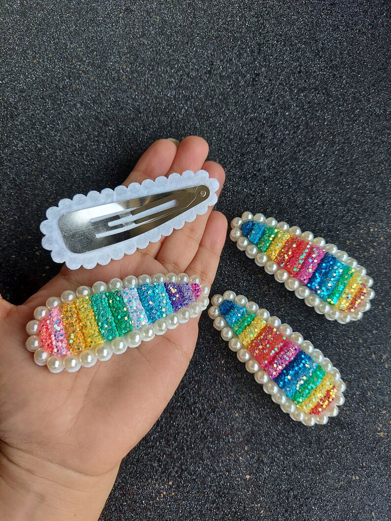 Rainbow Hair Clip With Pearls, Fun Colourful Hairclip, Gift for Her - Etsy