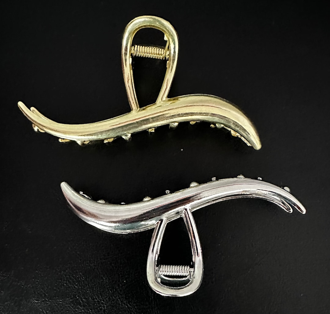 Metallic Hair Claw Clip: Minimalist Silver and Gold Hair Grip - Etsy