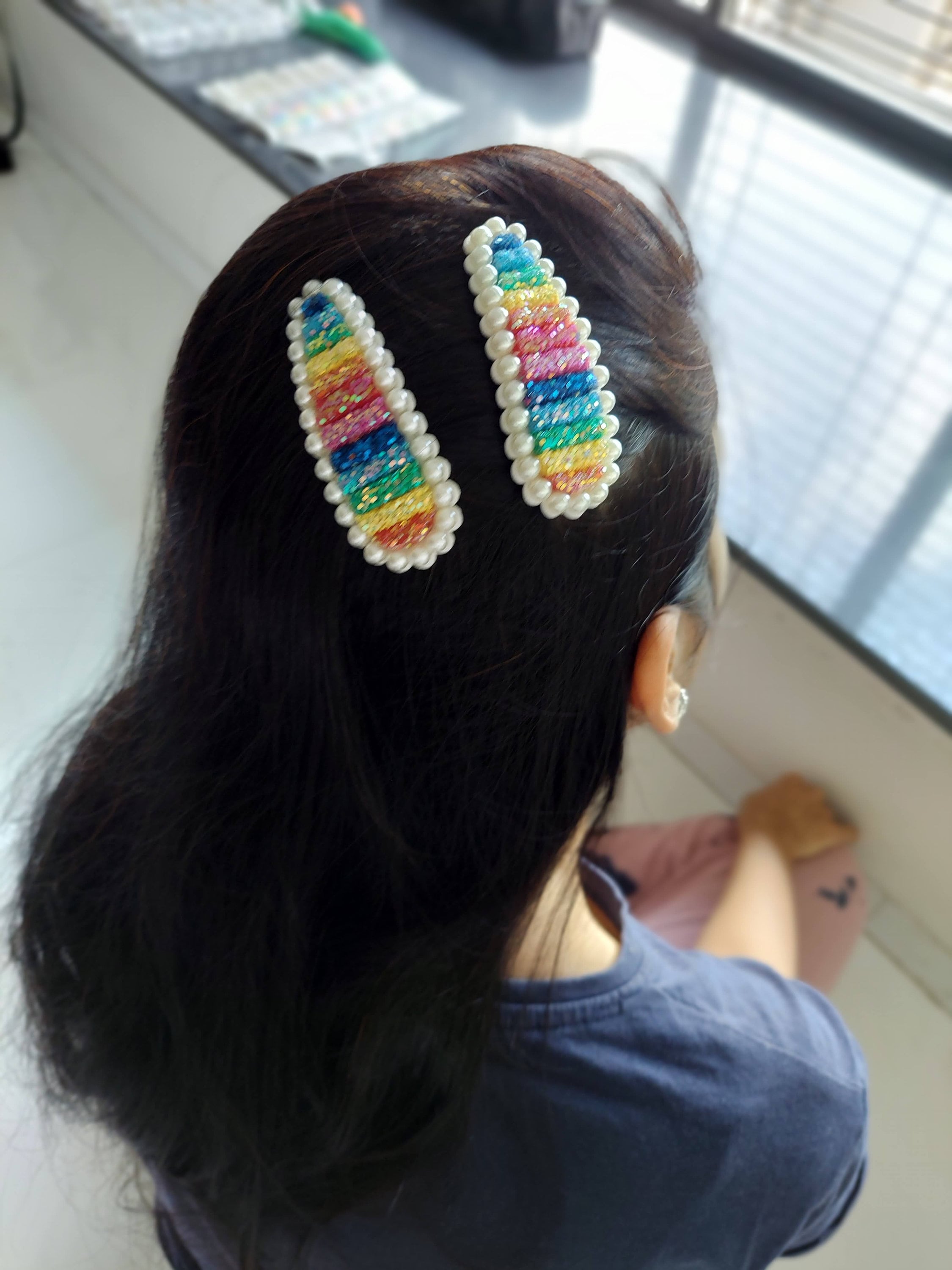Rainbow Hair Clip With Pearls, Fun Colourful Hairclip, Gift for Her - Etsy