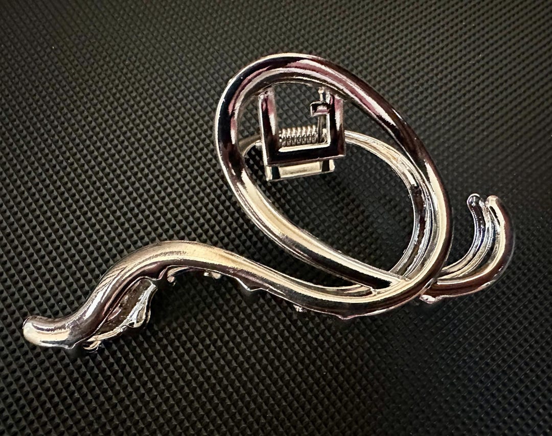 Metallic Silver Curve Hair Claw Clip - Etsy