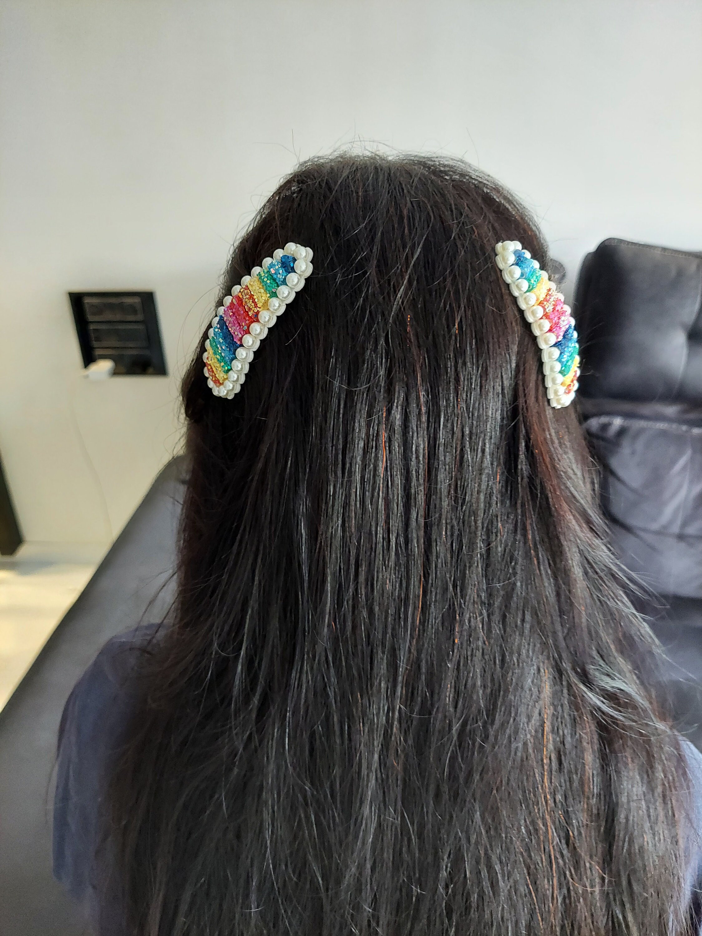 Rainbow Hair Clip With Pearls, Fun Colourful Hairclip, Gift for Her - Etsy