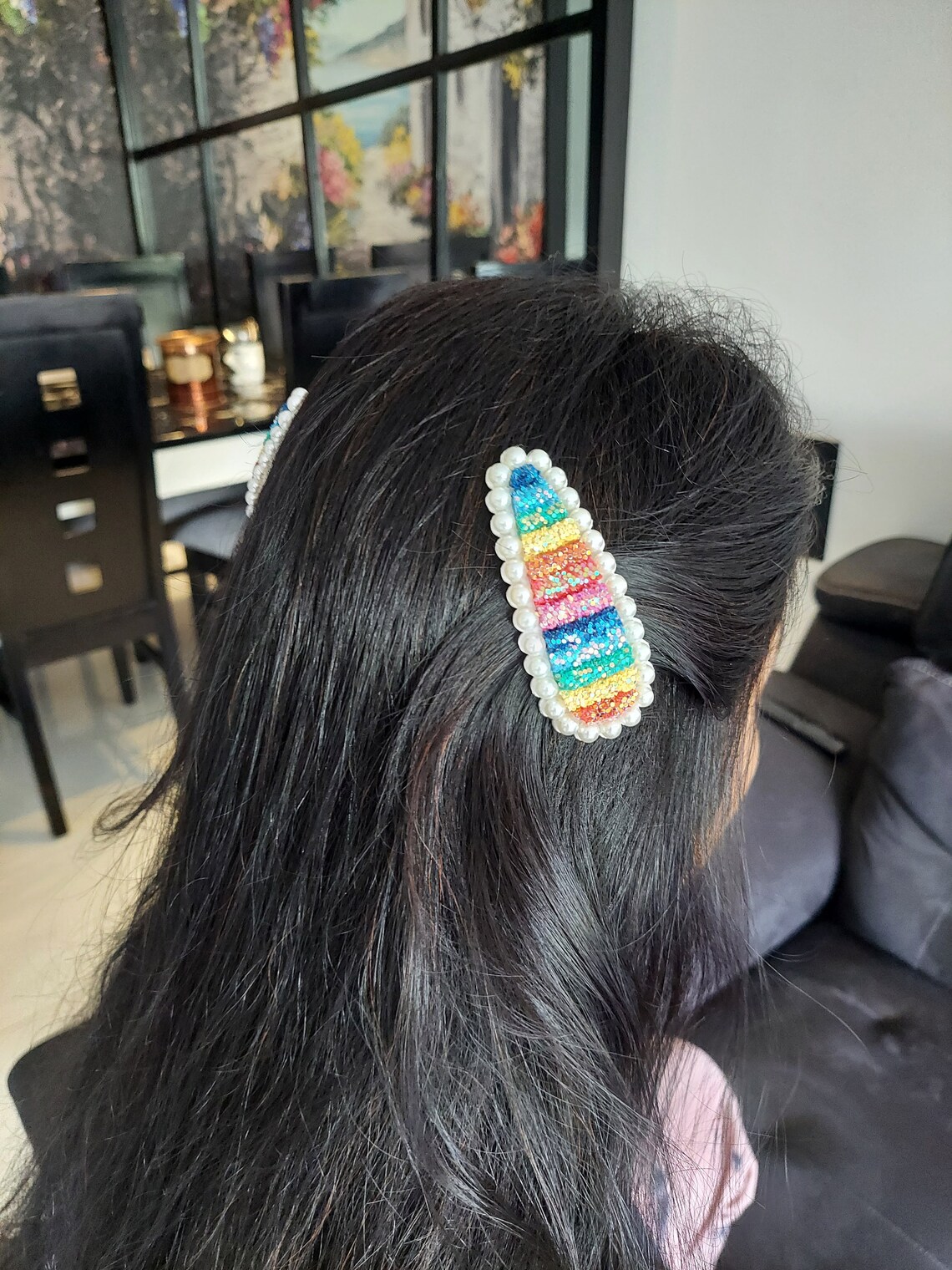 Rainbow Hair Clip With Pearls, Fun Colourful Hairclip, Gift for Her - Etsy
