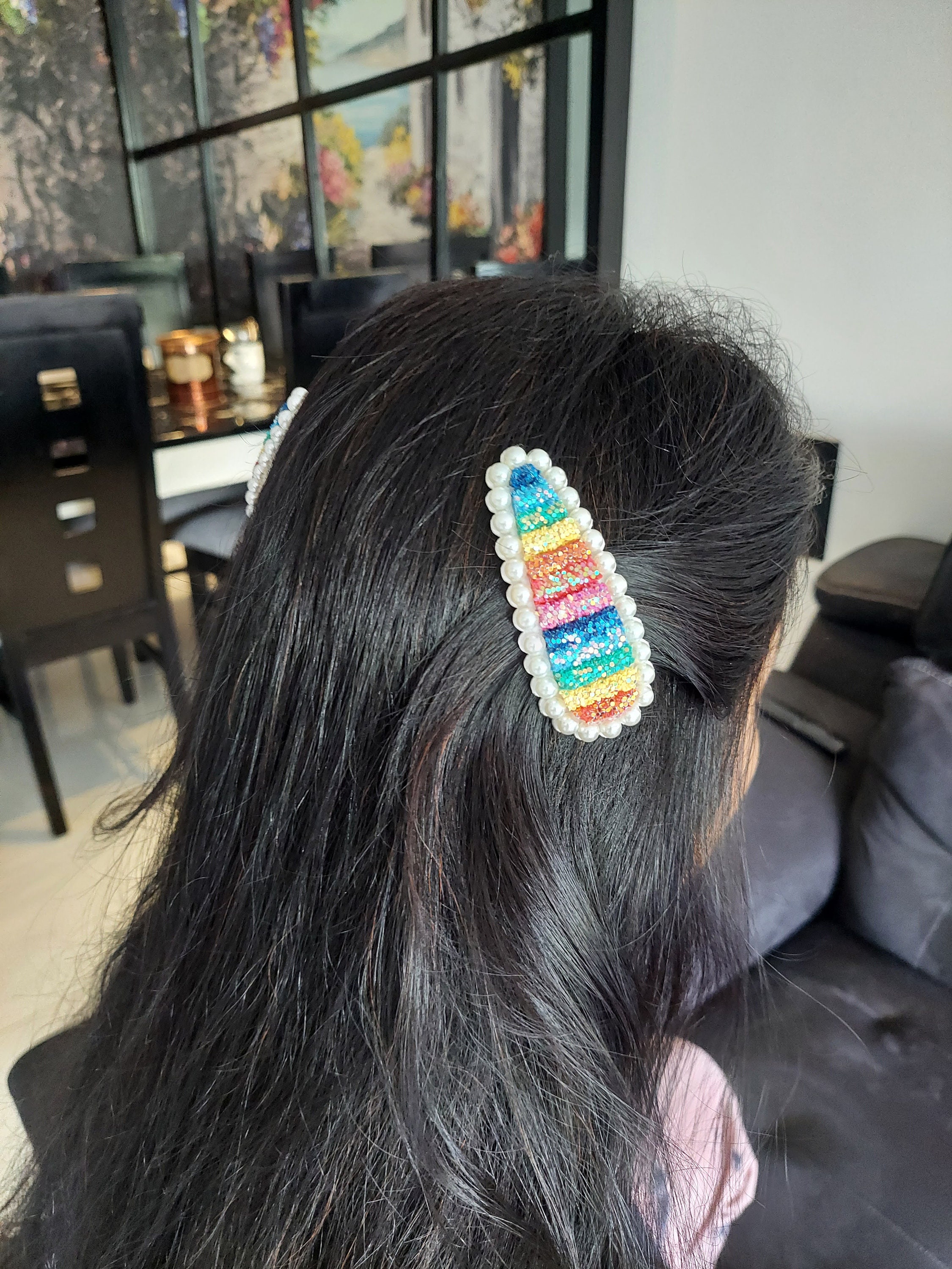 Rainbow Hair Clip With Pearls, Fun Colourful Hairclip, Gift for Her - Etsy