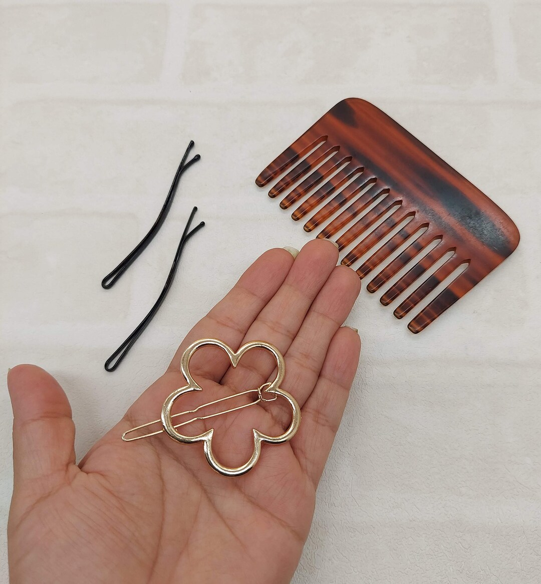 Gold Flower Hair Clip Metal, Gold Barrette, Minimalist Hair Accessories ...