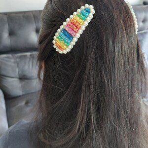 Rainbow Hair Clip With Pearls, Fun Colourful Hairclip, Gift for Her - Etsy