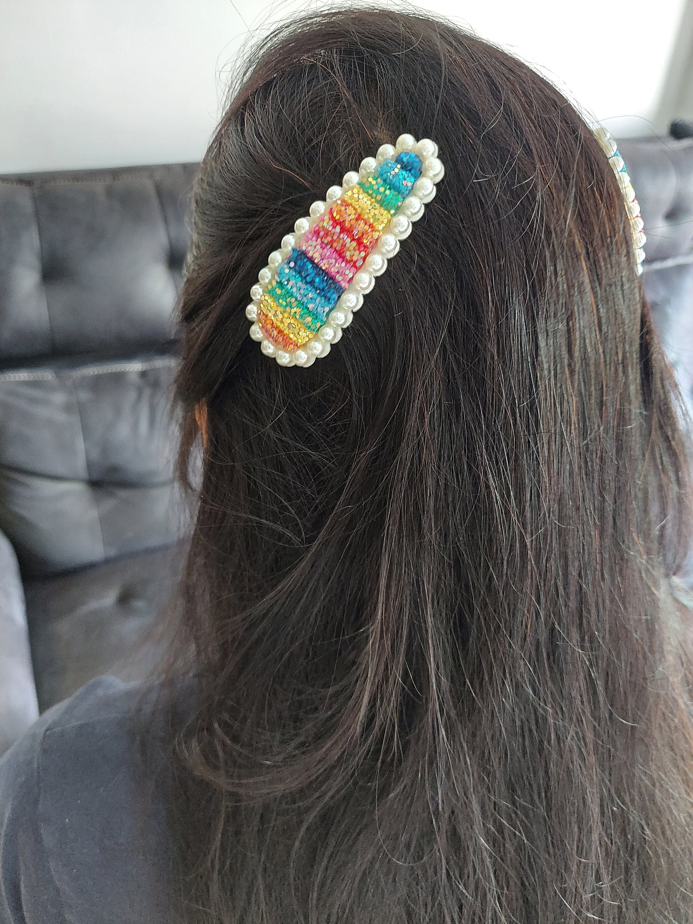 Rainbow Hair Clip With Pearls, Fun Colourful Hairclip, Gift for Her - Etsy