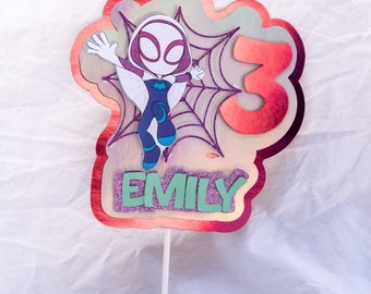 Personalised Ghost Spider Spider-woman Cake Topper 3D With Name and Age ...
