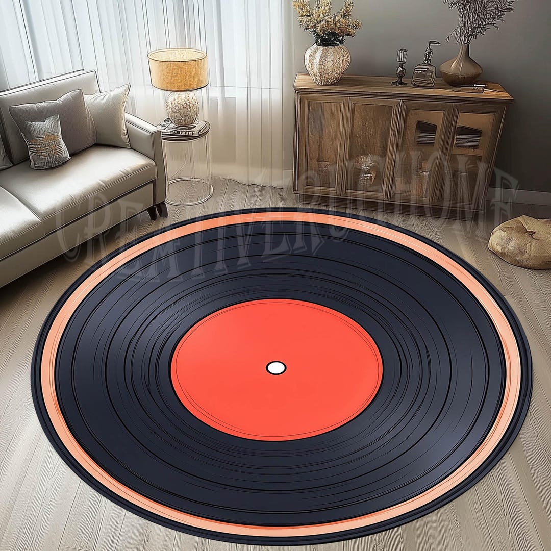 Record Rug, Round Record Rug, Record Area Rug, Round Music Rug, Music ...