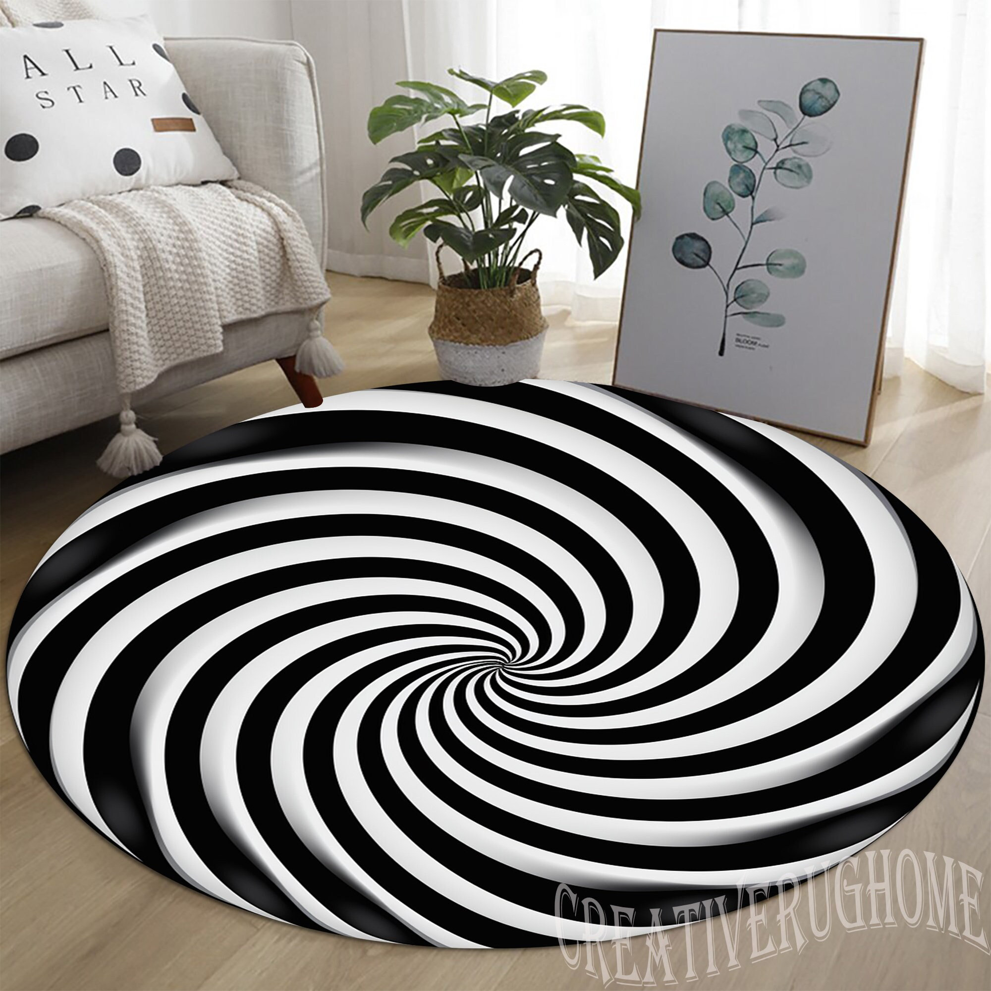 Illusion Rug, Vortex Rug, 3D Vortex Rug, Round Optical Illusion Rug ...