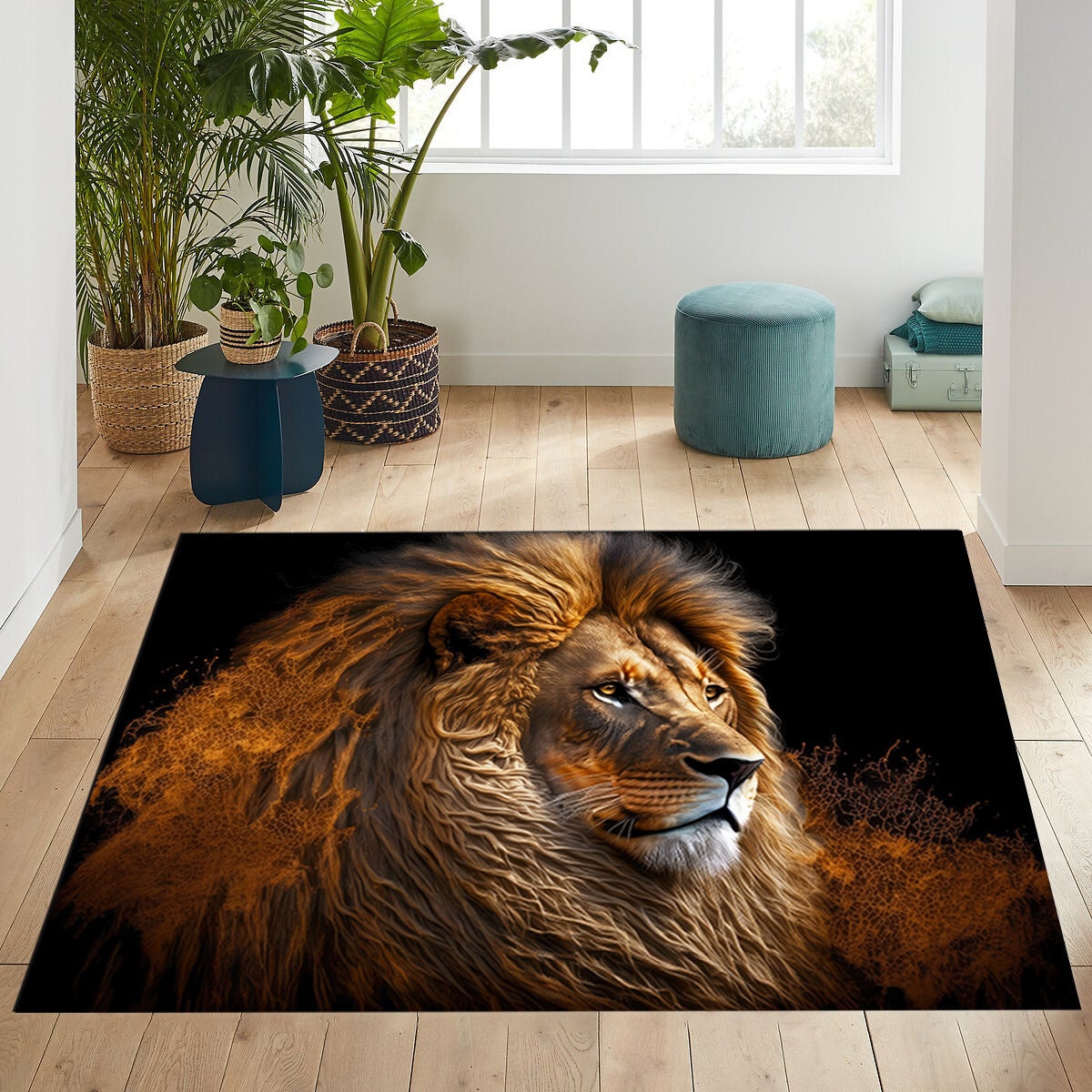 Lion, Lion Rug, Lion Themed Rug, Animal Rug, Gift Lion Rug, Cool Animal ...