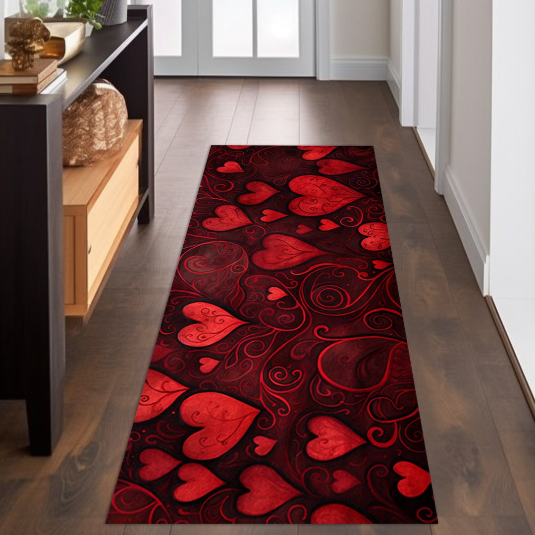 Valentine's Day Runner, Heart Rug, Love Carpet, Valentines Day Rug ...