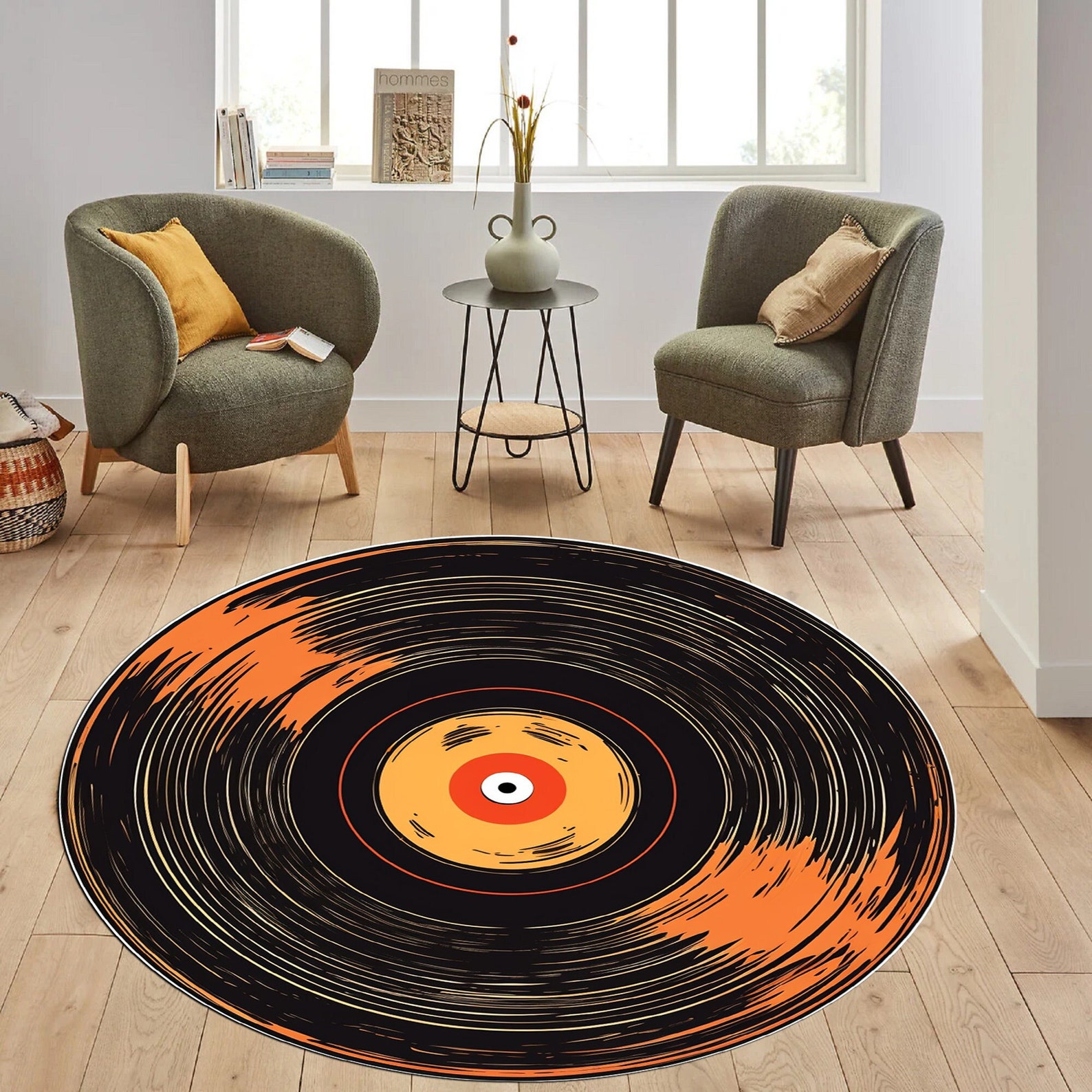 Record, Record Rug, Round Record Rug, Round Rug, Round Music Rug, Music ...