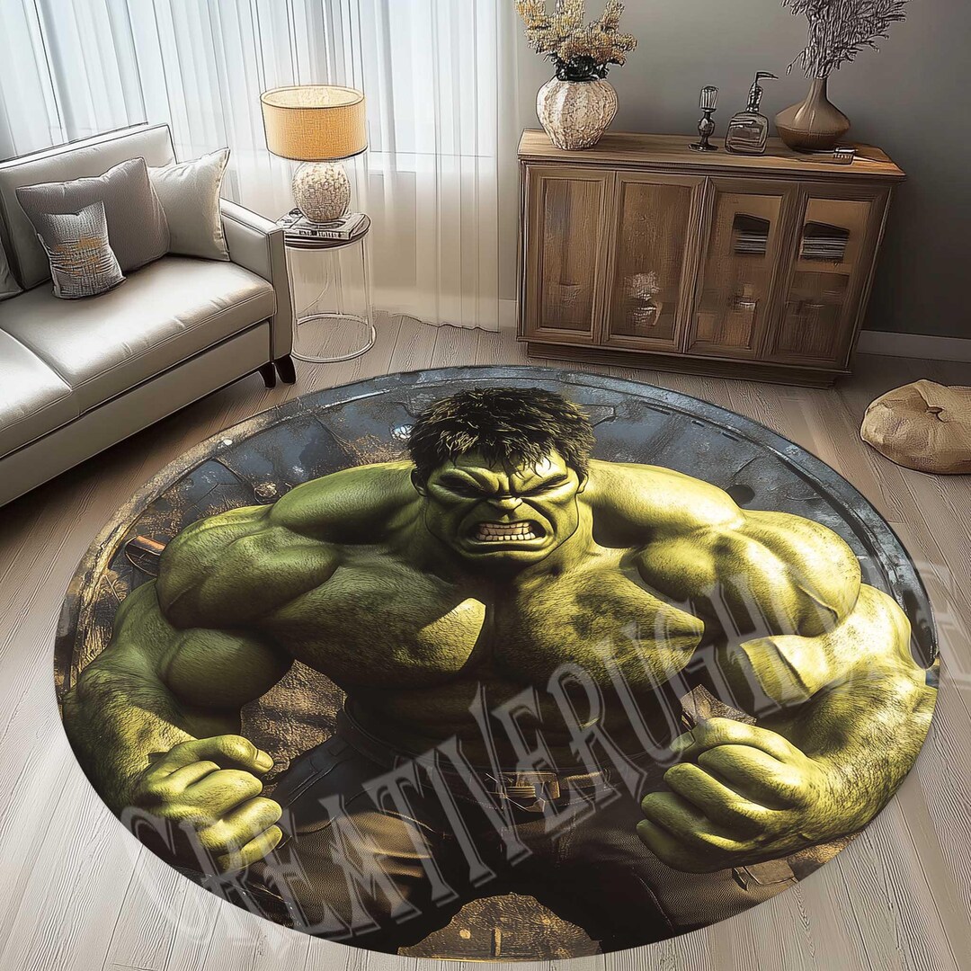 Hulk, Hulk Rug, Hulk Man Rug, Green Man Rug, Round Hulk Rug, Gift Hulk ...