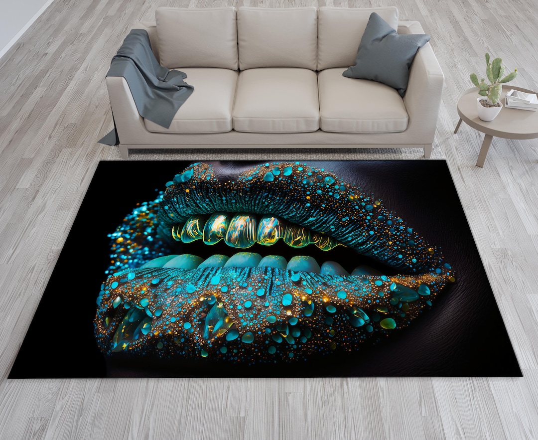 Lips, Lip Pattern Rug, Makeup Artist, Abstract Rug, Shining Lips Rug ...